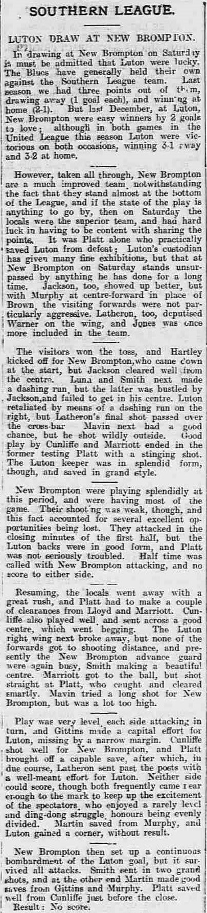 New Brompton vs Luton Town FC (6th Apr 1907) | Hatters Heritage | A ...