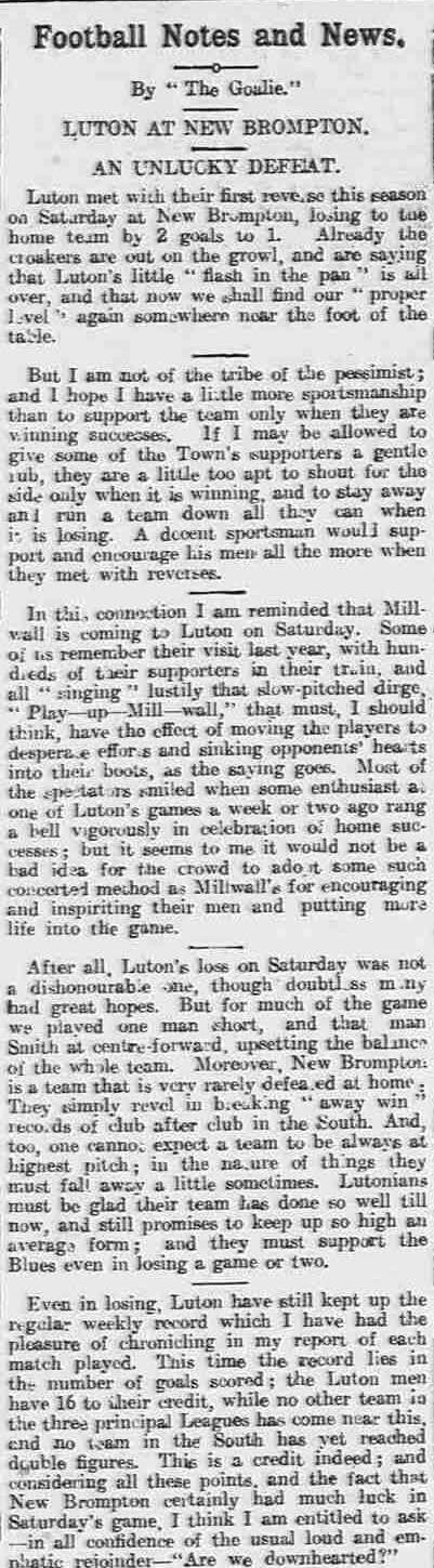 New Brompton vs Luton Town FC (24th Sep 1910) | Hatters Heritage | A ...