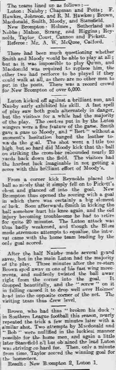 New Brompton vs Luton Town FC (24th Sep 1910) | Hatters Heritage | A ...