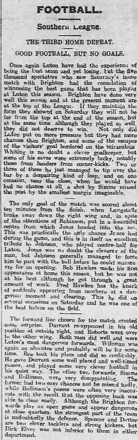 Luton Town FC vs Brighton & Hove Albion (3rd Oct 1914) | Hatters ...