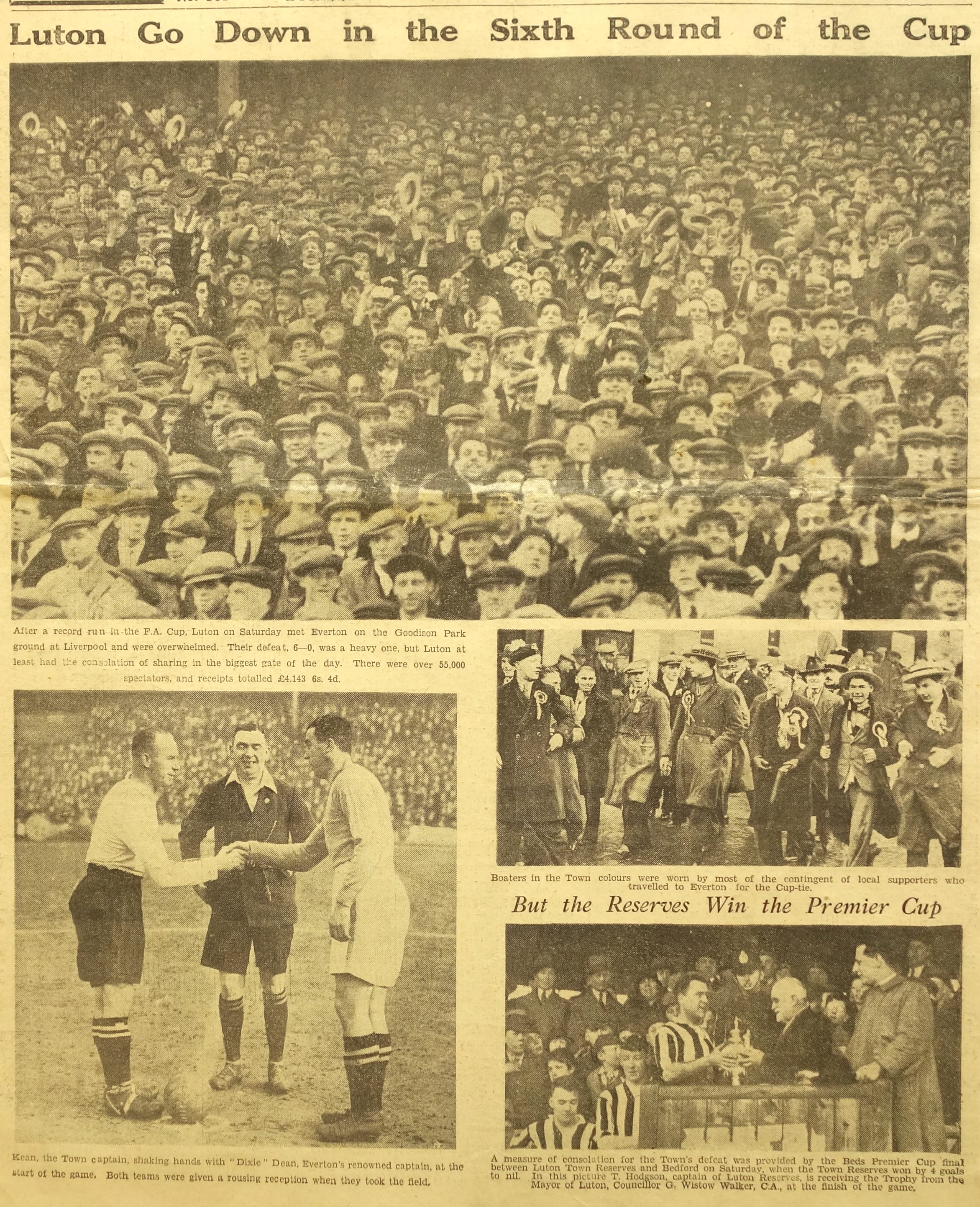 Everton vs Luton Town FC (4th Mar 1933) | Hatters Heritage | A History ...