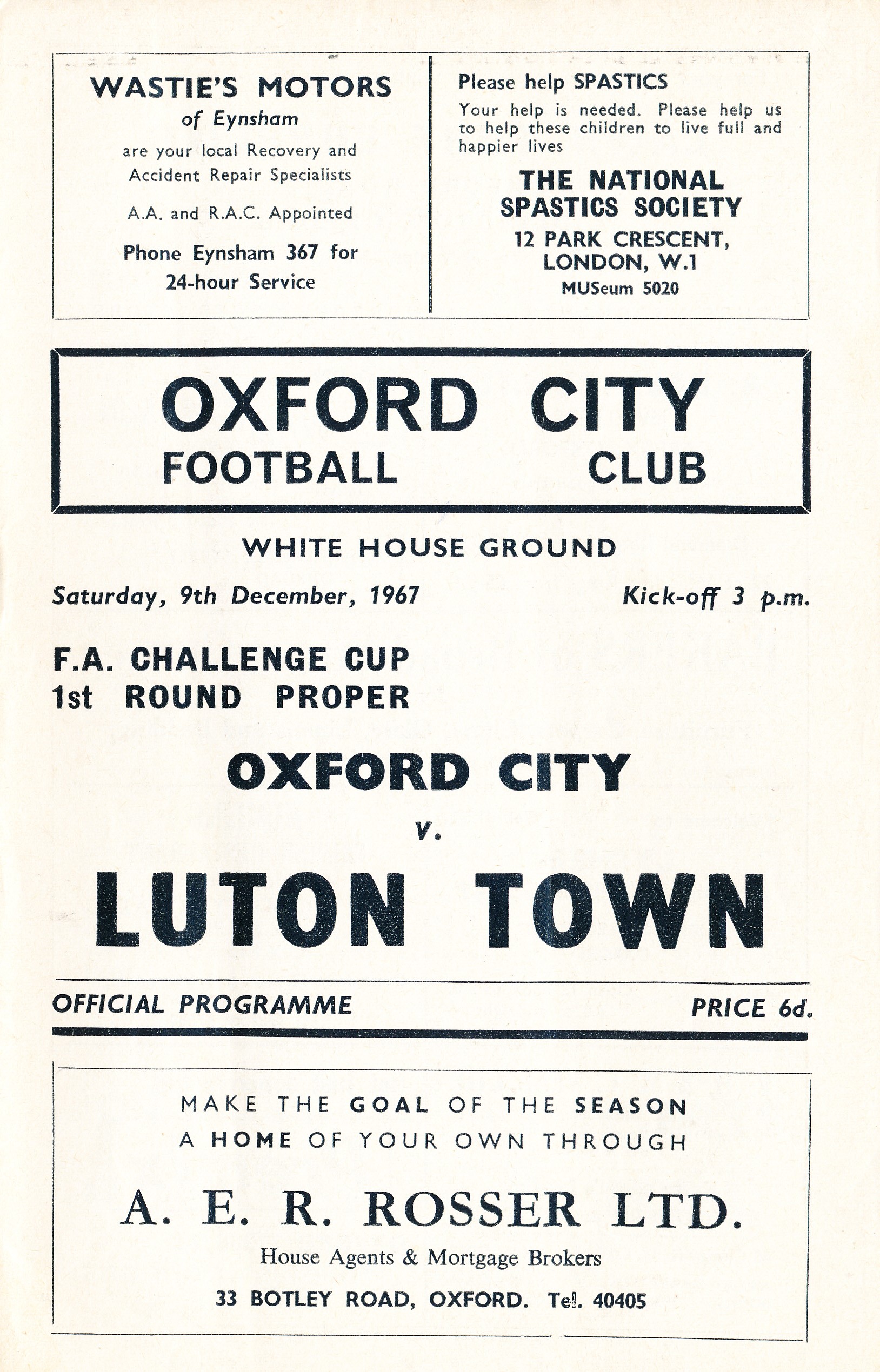 Programme front cover2 | Hatters Heritage | A History of Luton Town FC
