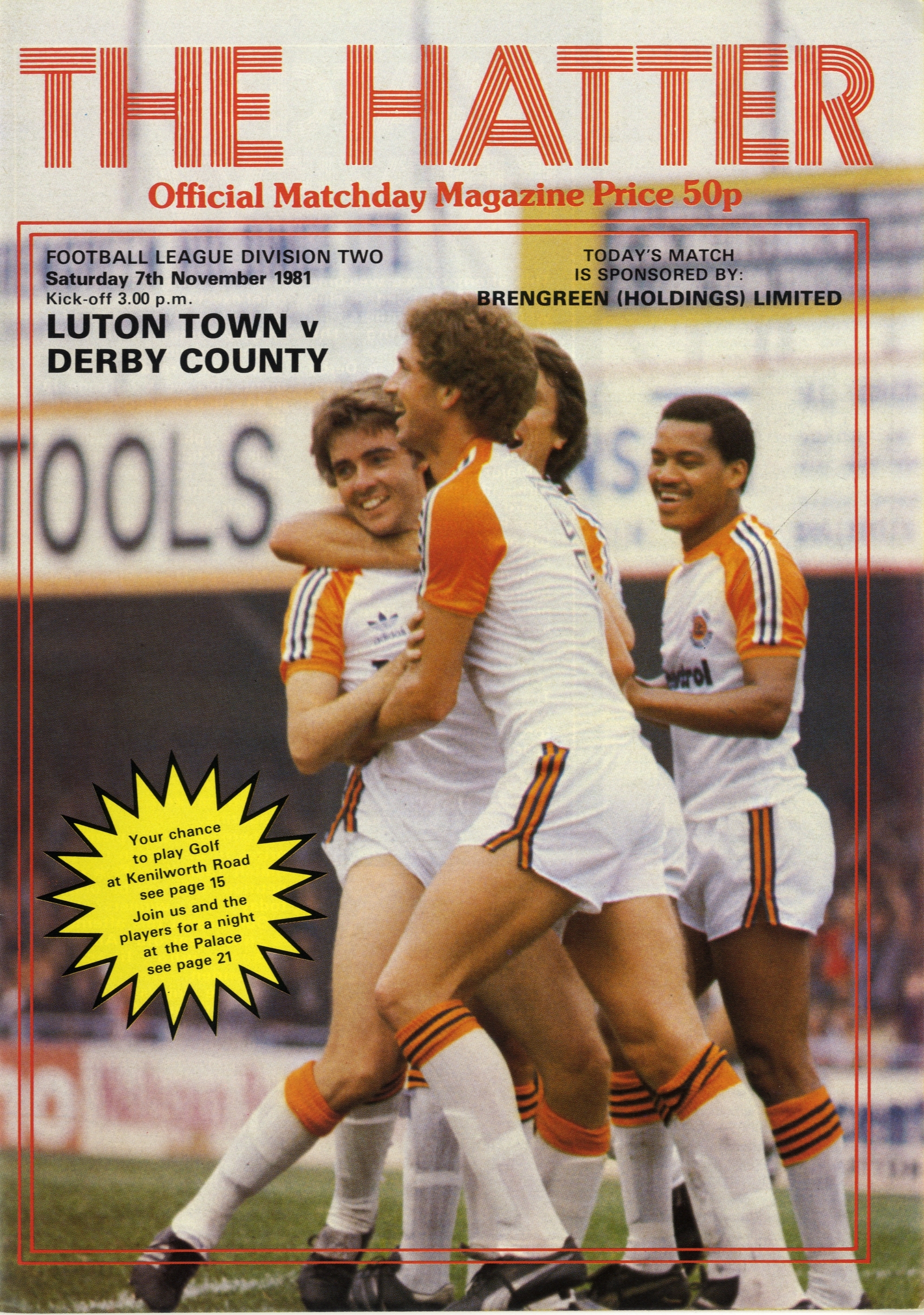 Luton Town FC vs Derby County (7th Nov 1981) | Hatters Heritage | A ...