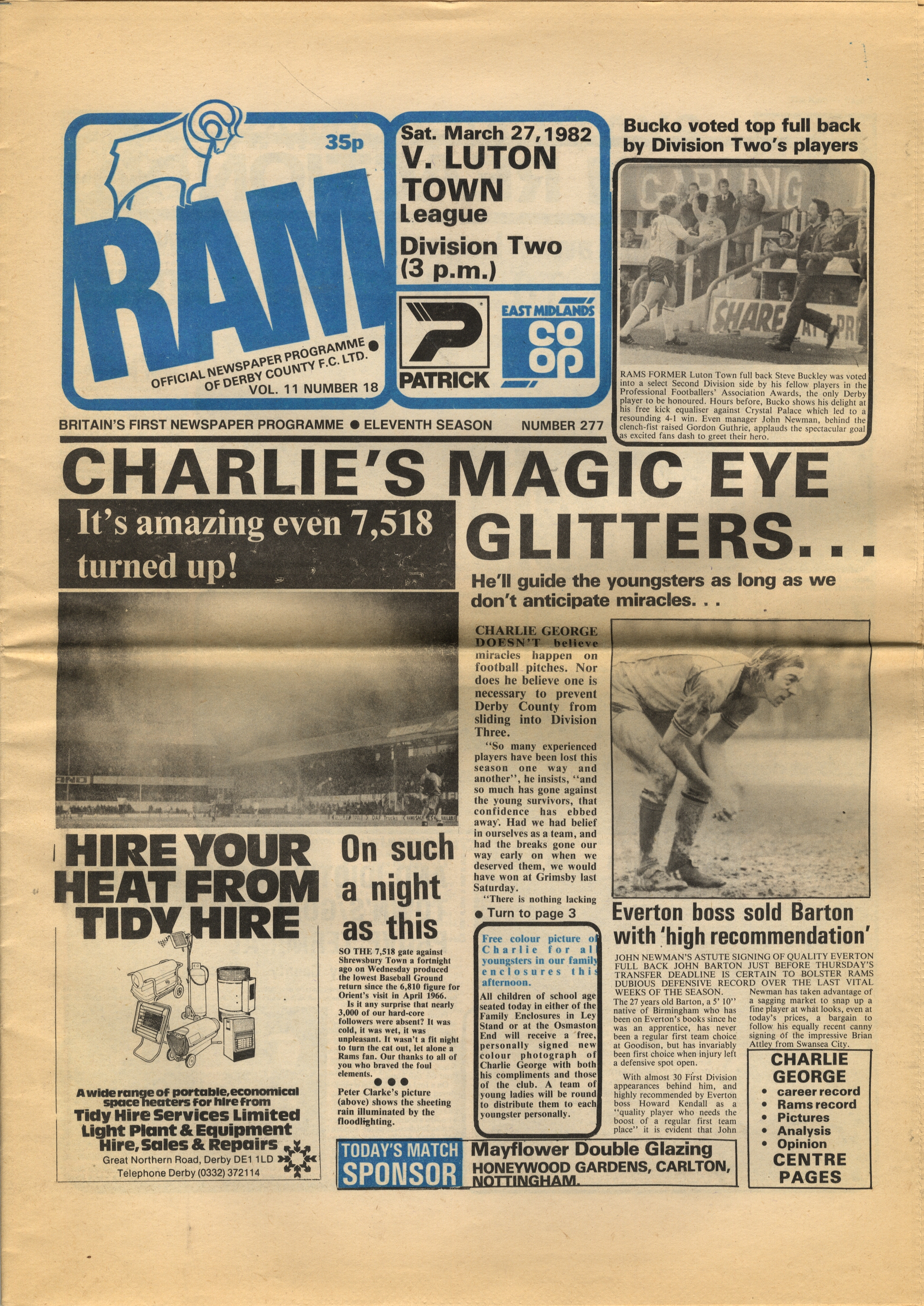 Derby County vs Luton Town FC (27th Mar 1982) | Hatters Heritage | A ...