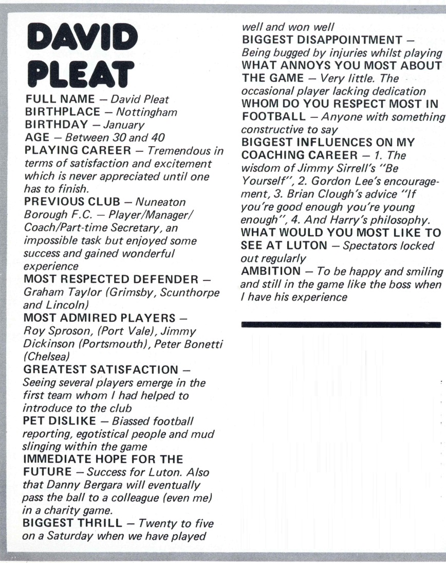 David Pleat | Hatters Heritage | A History of Luton Town FC