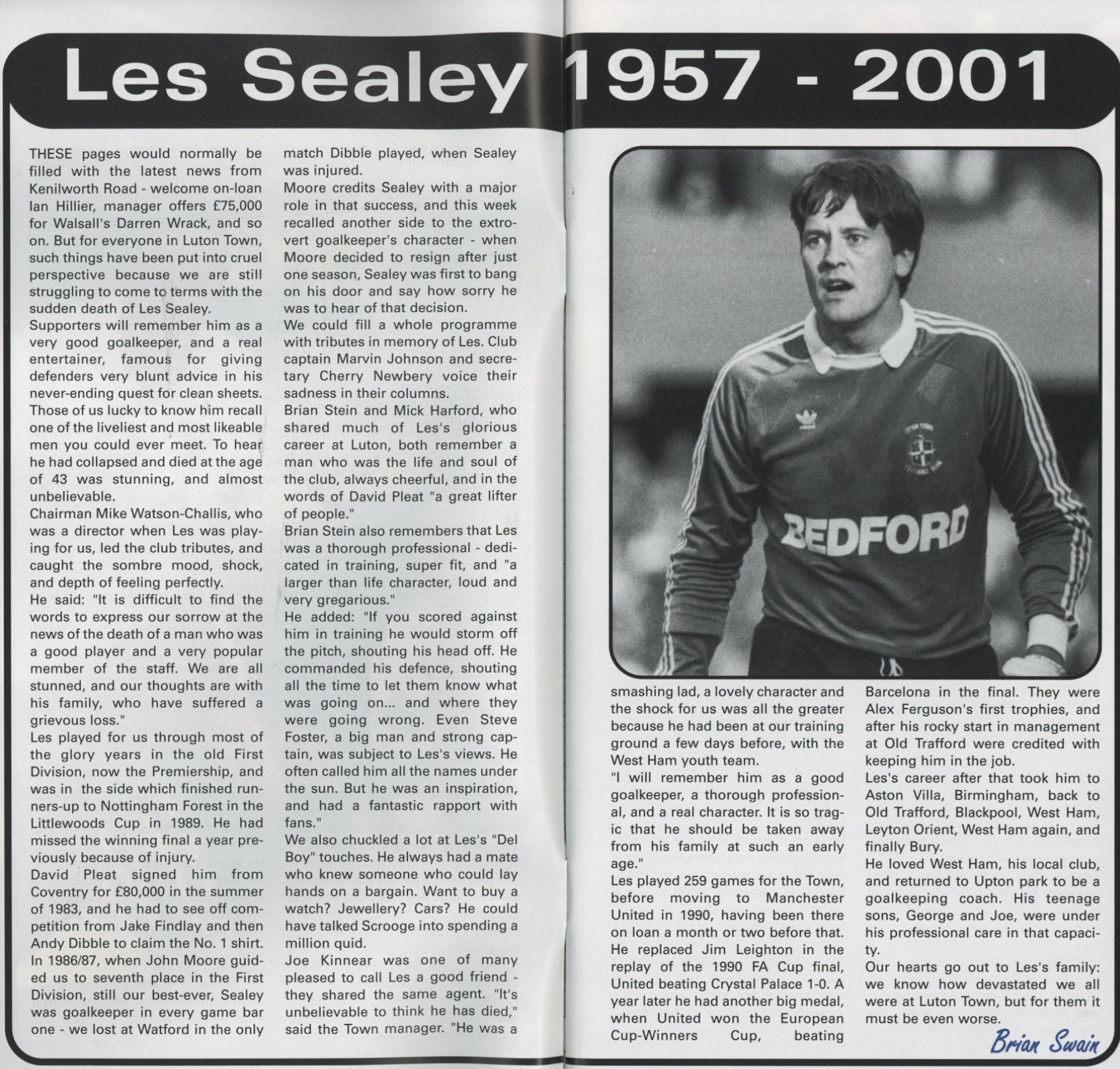 Les Sealey | Hatters Heritage | A History of Luton Town FC