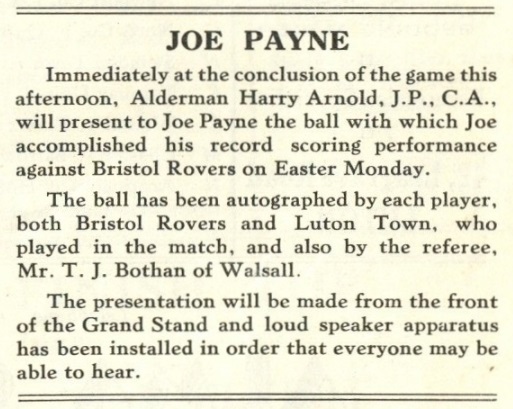 Joe Payne | Hatters Heritage | A History of Luton Town FC