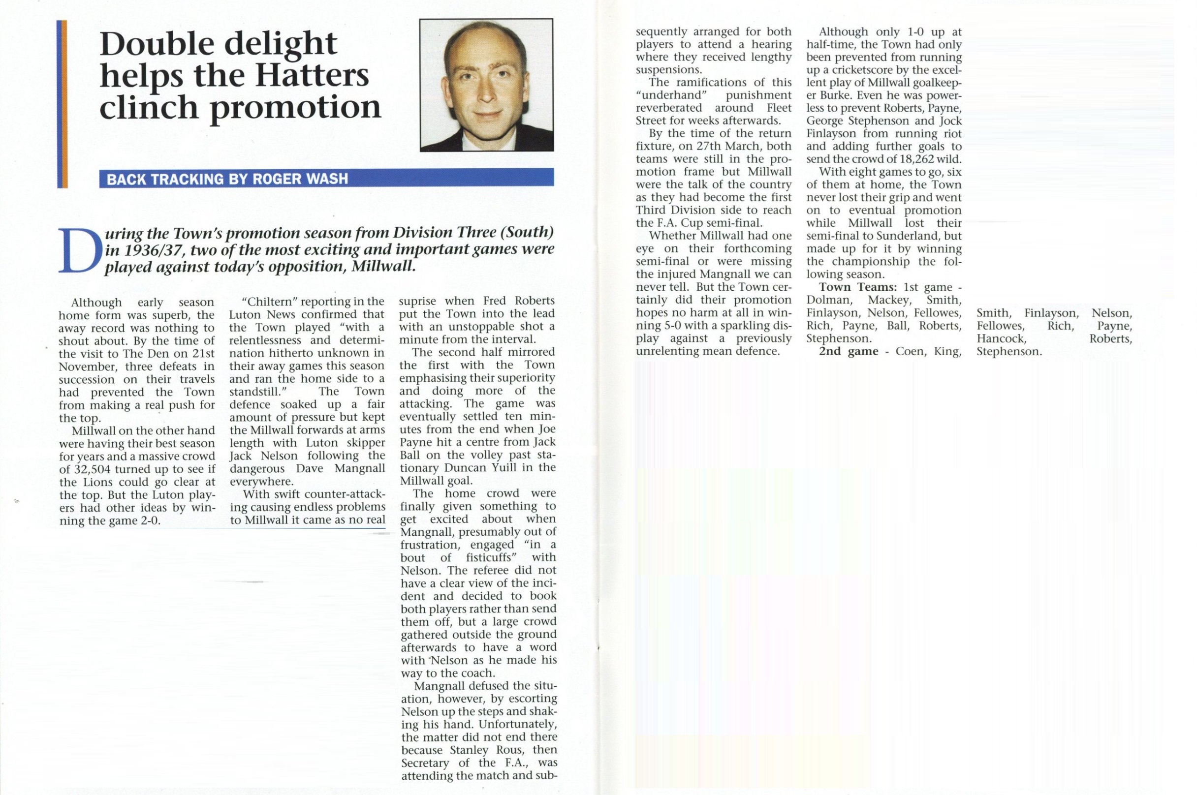 Luton Town FC vs Millwall (27th Mar 1937) | Hatters Heritage | A ...