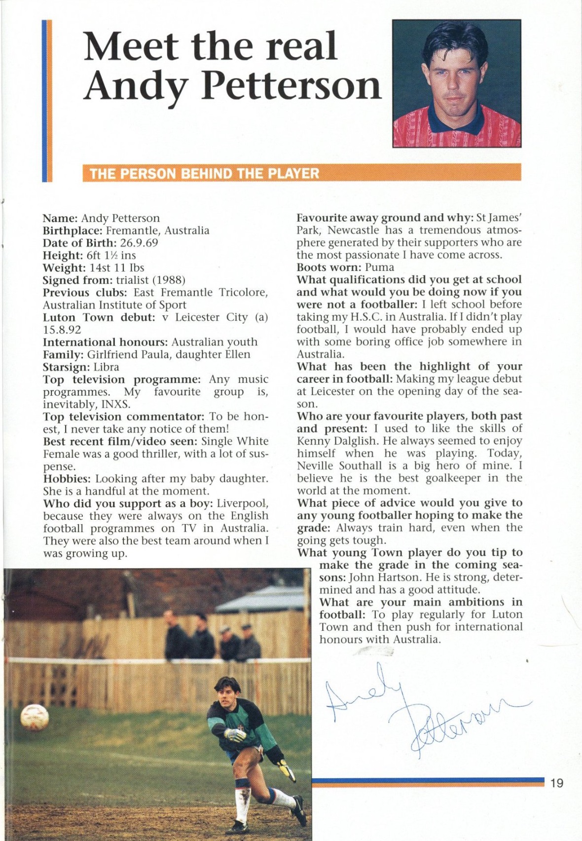 Andy Petterson | Hatters Heritage | A History of Luton Town FC