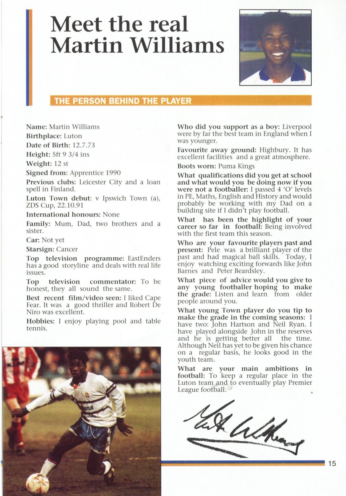 Martin Williams | Hatters Heritage | A History of Luton Town FC