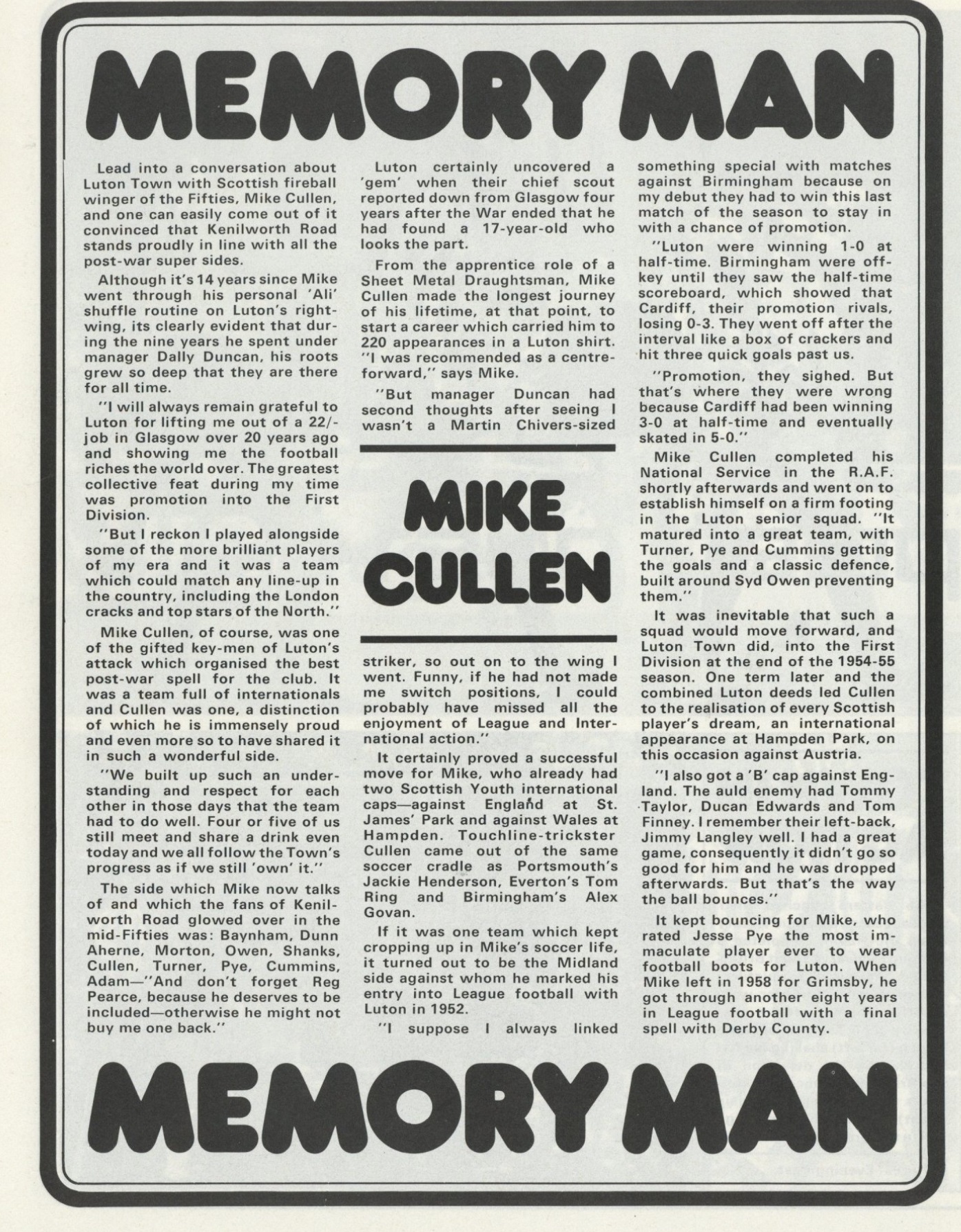Mick Cullen | Hatters Heritage | A History of Luton Town FC
