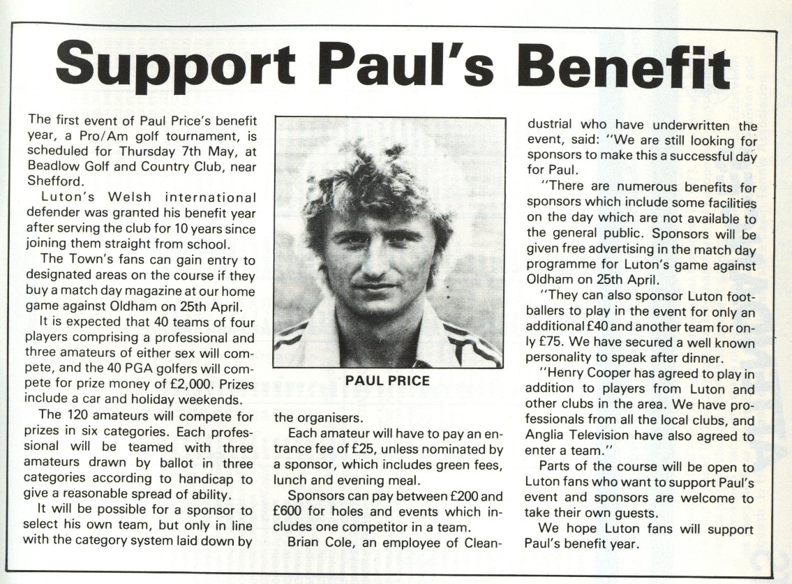 Paul Price | Hatters Heritage | A History of Luton Town FC