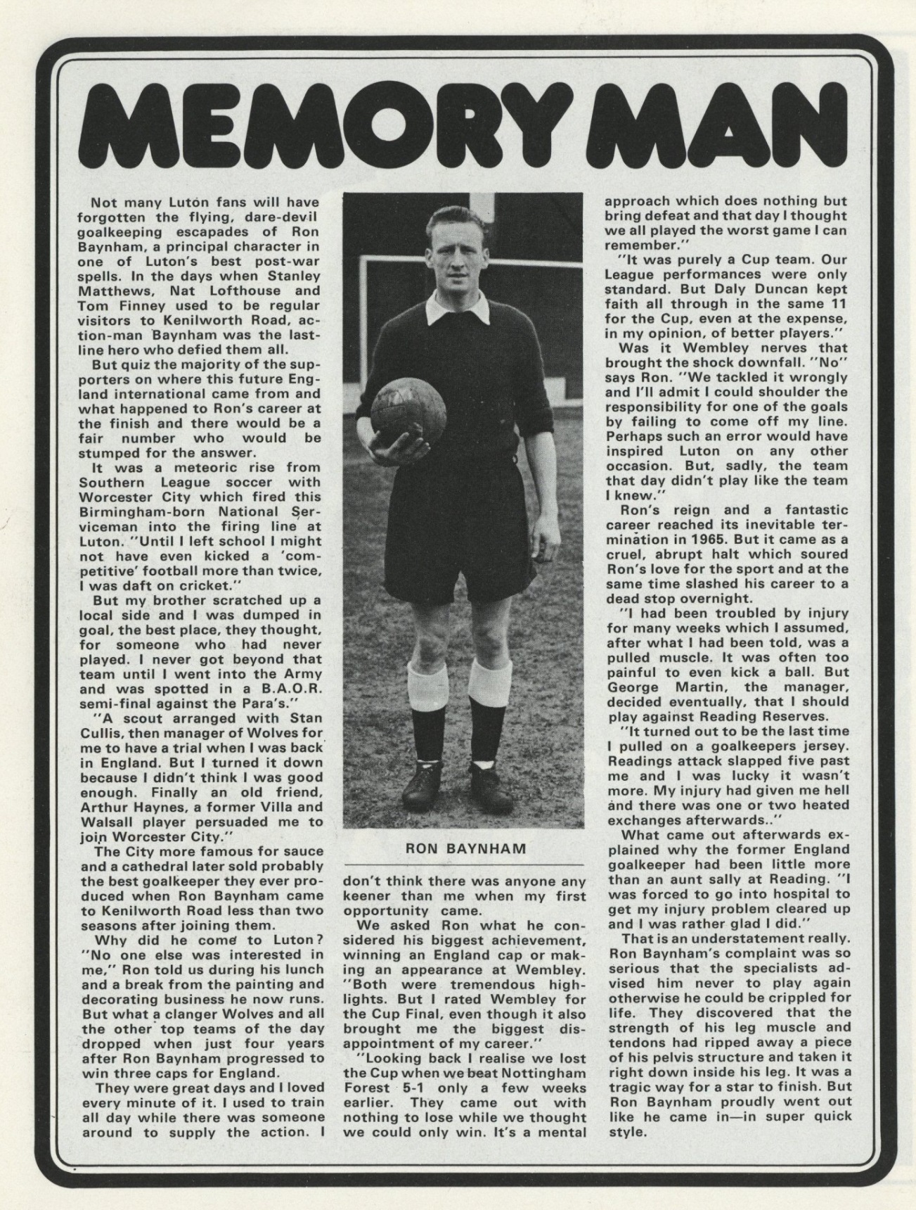 Ron Baynham | Hatters Heritage | A History of Luton Town FC