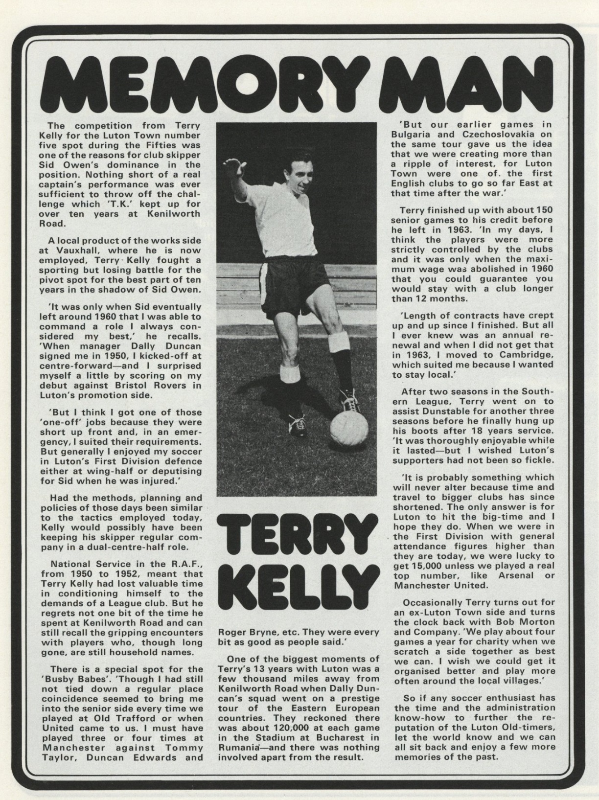 Terry Kelly | Hatters Heritage | A History of Luton Town FC