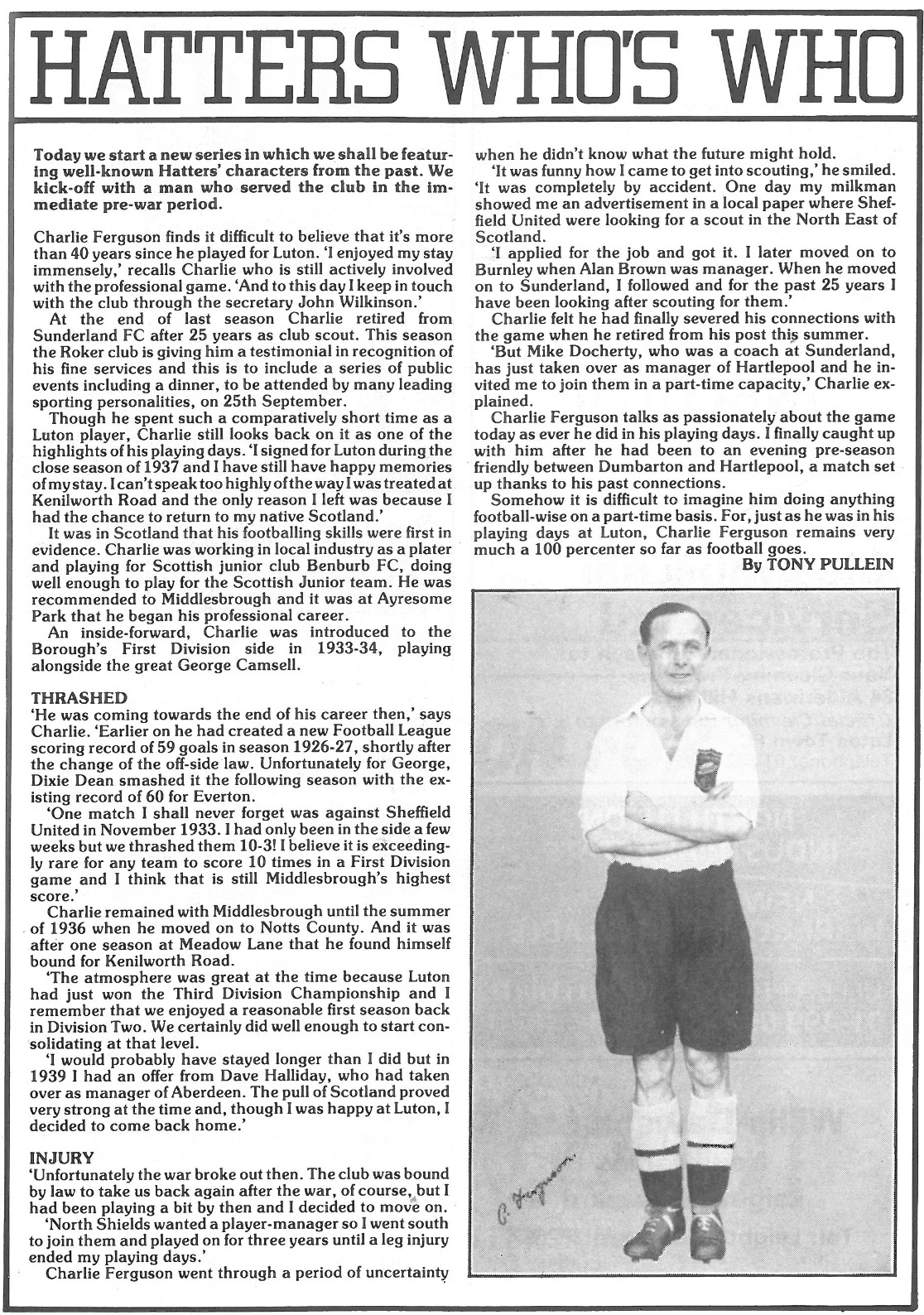 Charlie Ferguson | Hatters Heritage | A History of Luton Town FC