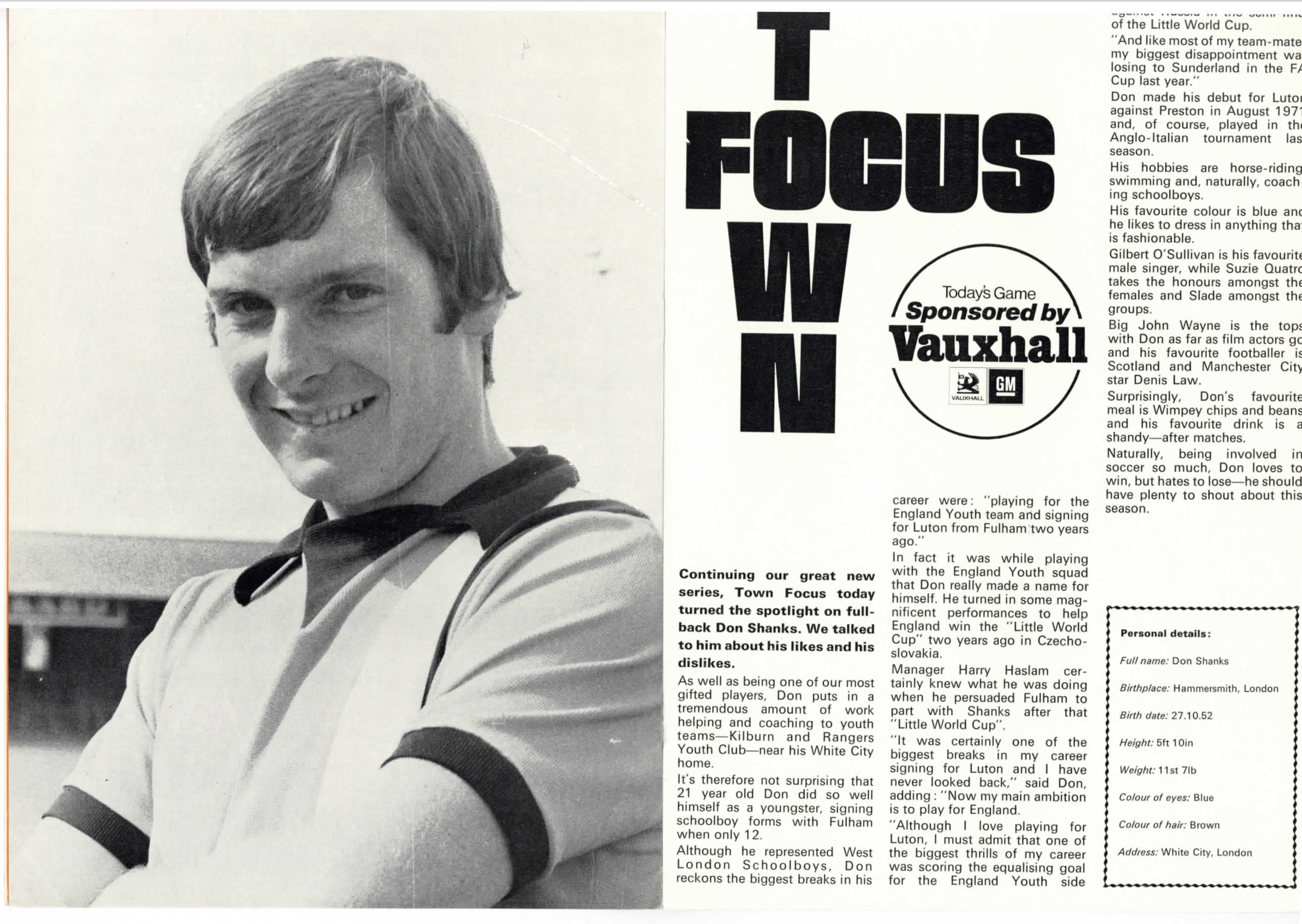 Don Shanks | Hatters Heritage | A History of Luton Town FC