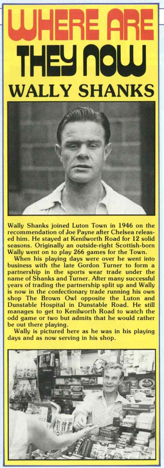 Wally Shanks | Hatters Heritage | A History of Luton Town FC