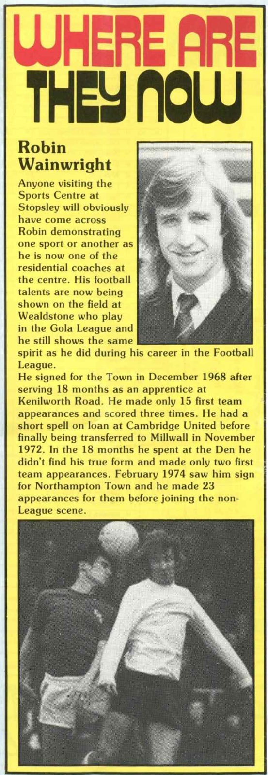 Robin Wainwright | Hatters Heritage | A History of Luton Town FC