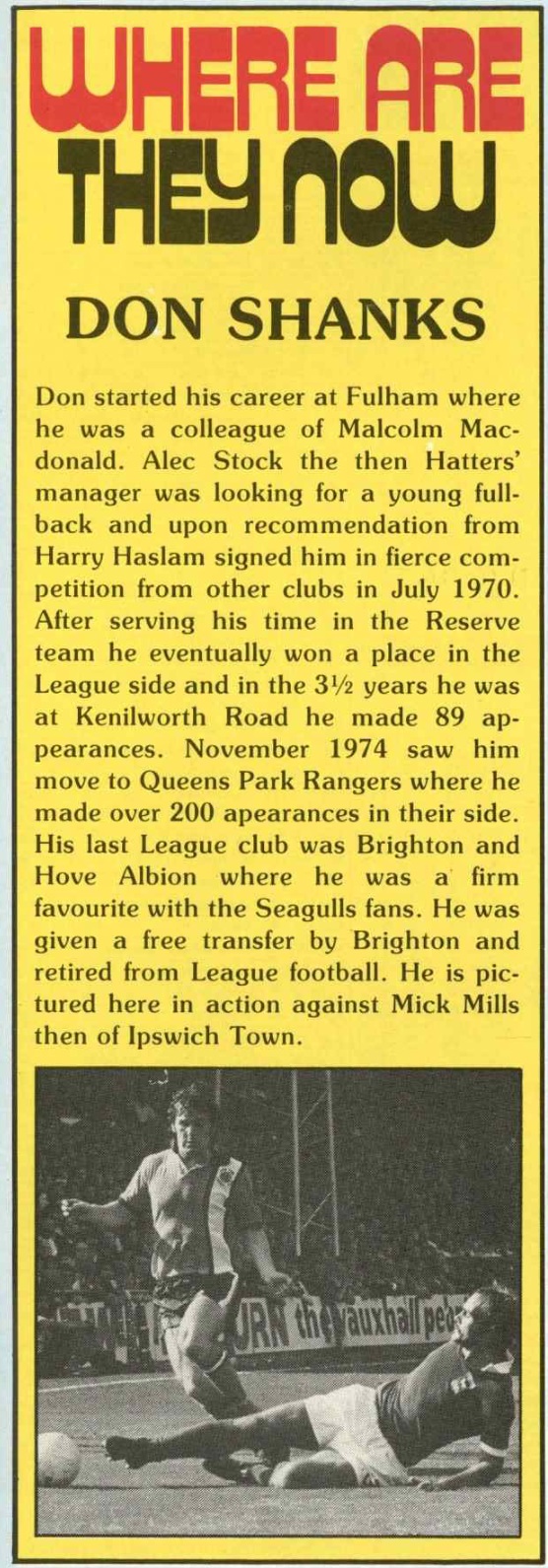 Don Shanks | Hatters Heritage | A History of Luton Town FC