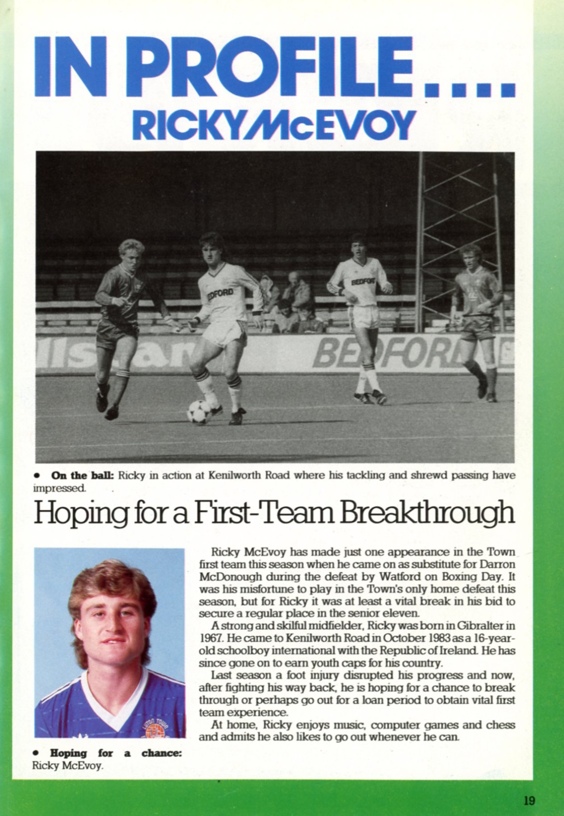 Ricky McEvoy | Hatters Heritage | A History of Luton Town FC