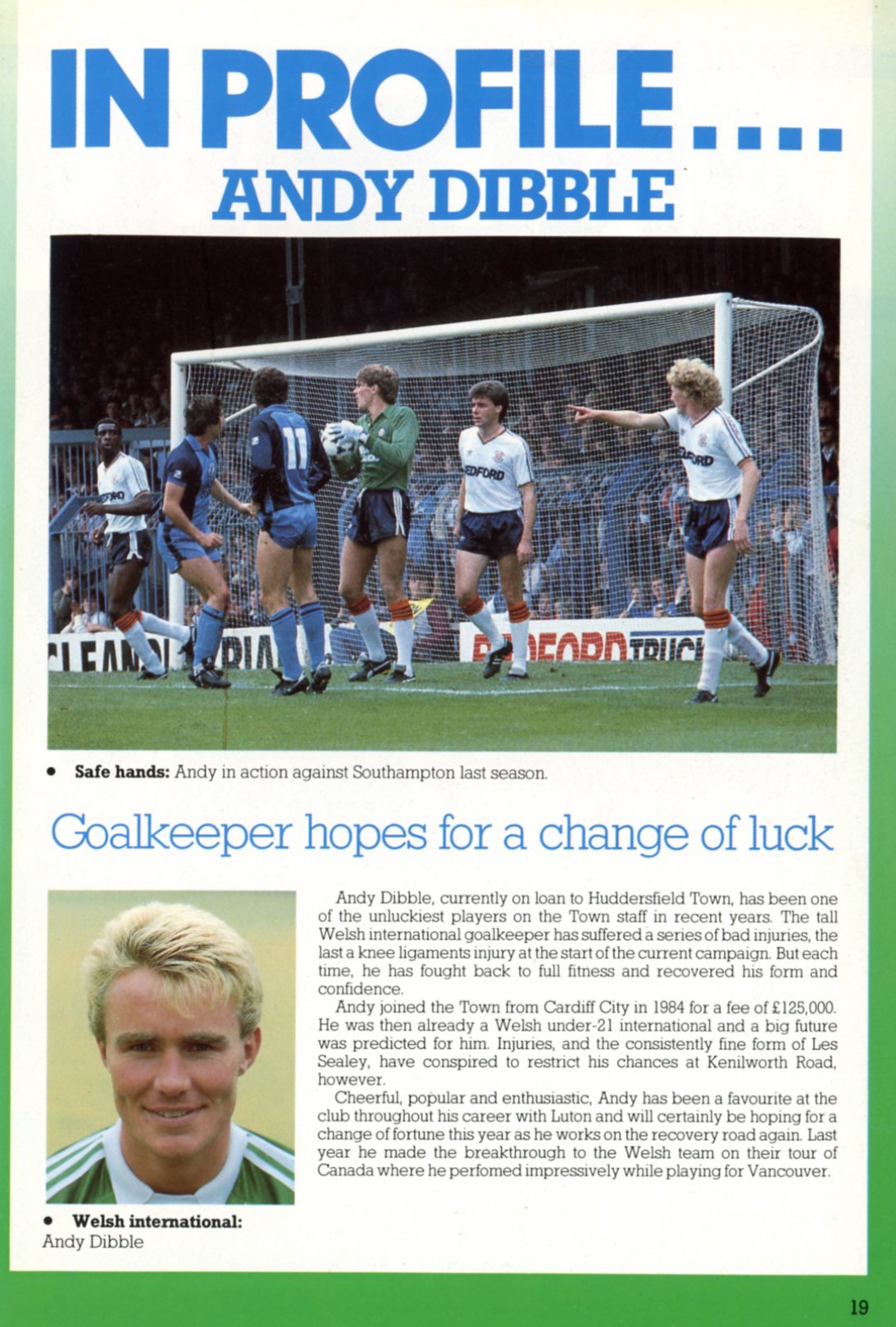 Andy Dibble | Hatters Heritage | A History of Luton Town FC