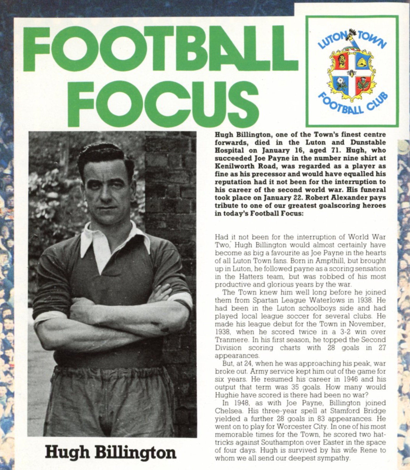 Hugh Billington | Hatters Heritage | A History of Luton Town FC