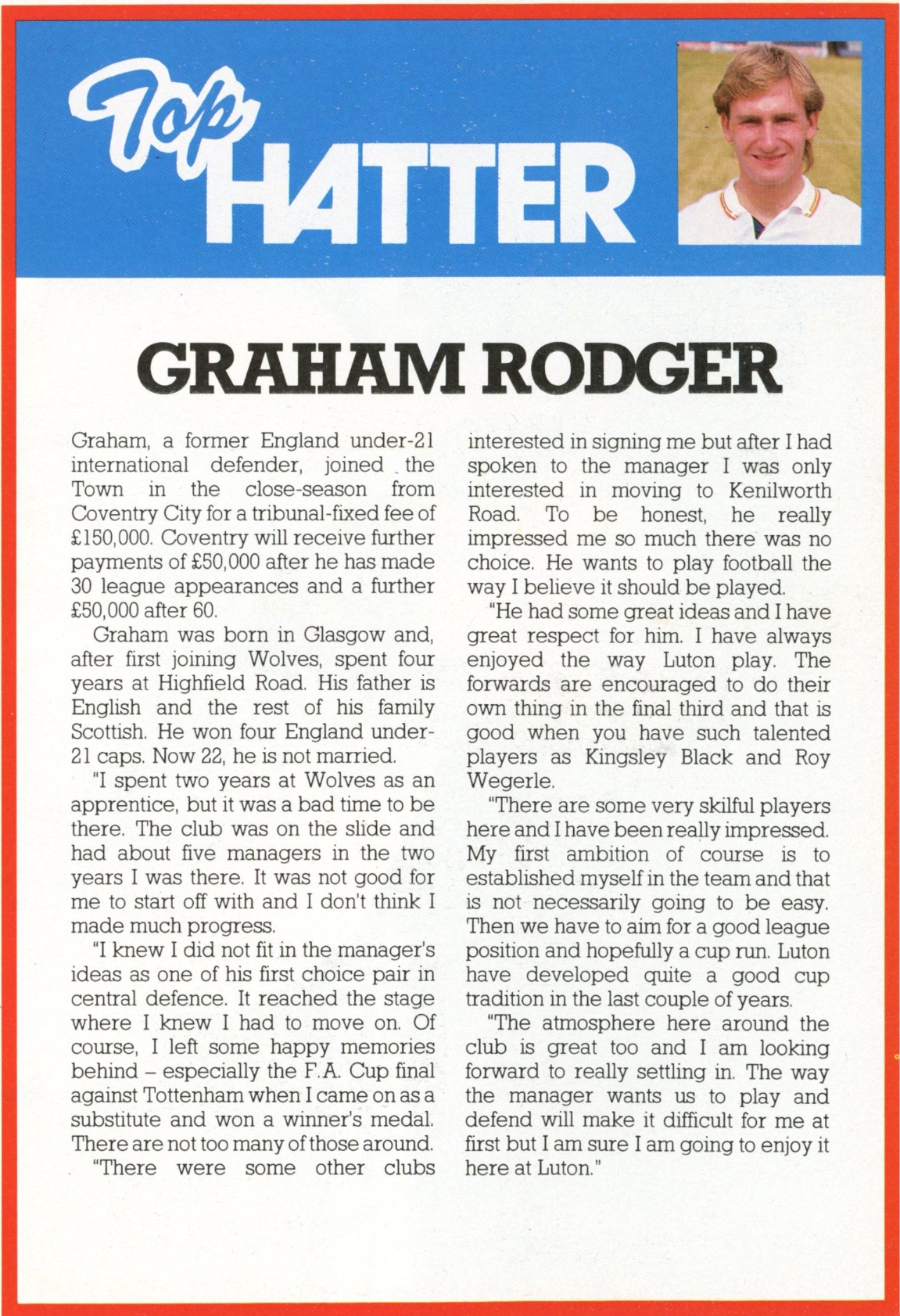Graham Rodger | Hatters Heritage | A History of Luton Town FC