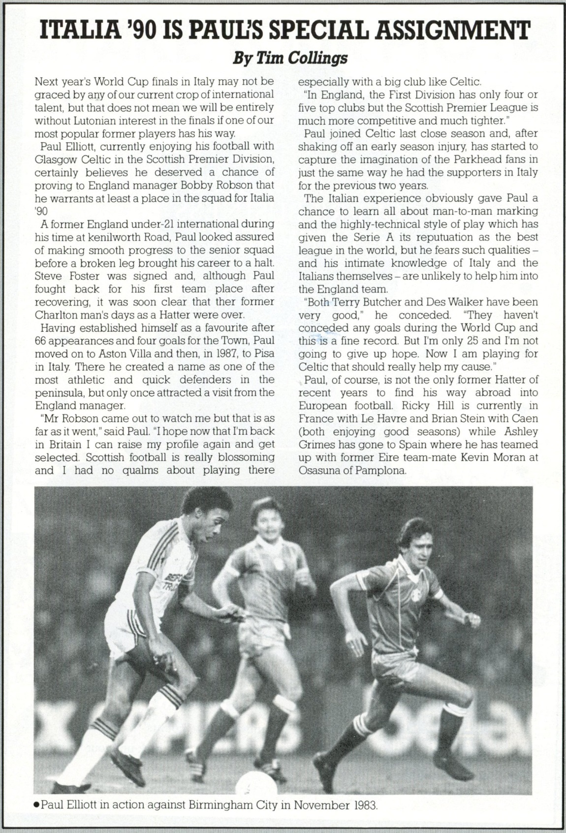 Paul Elliott | Hatters Heritage | A History of Luton Town FC