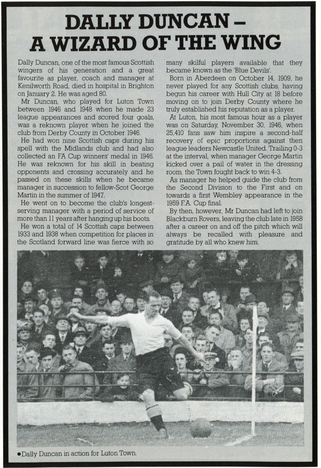 Dally Duncan | Hatters Heritage | A History of Luton Town FC