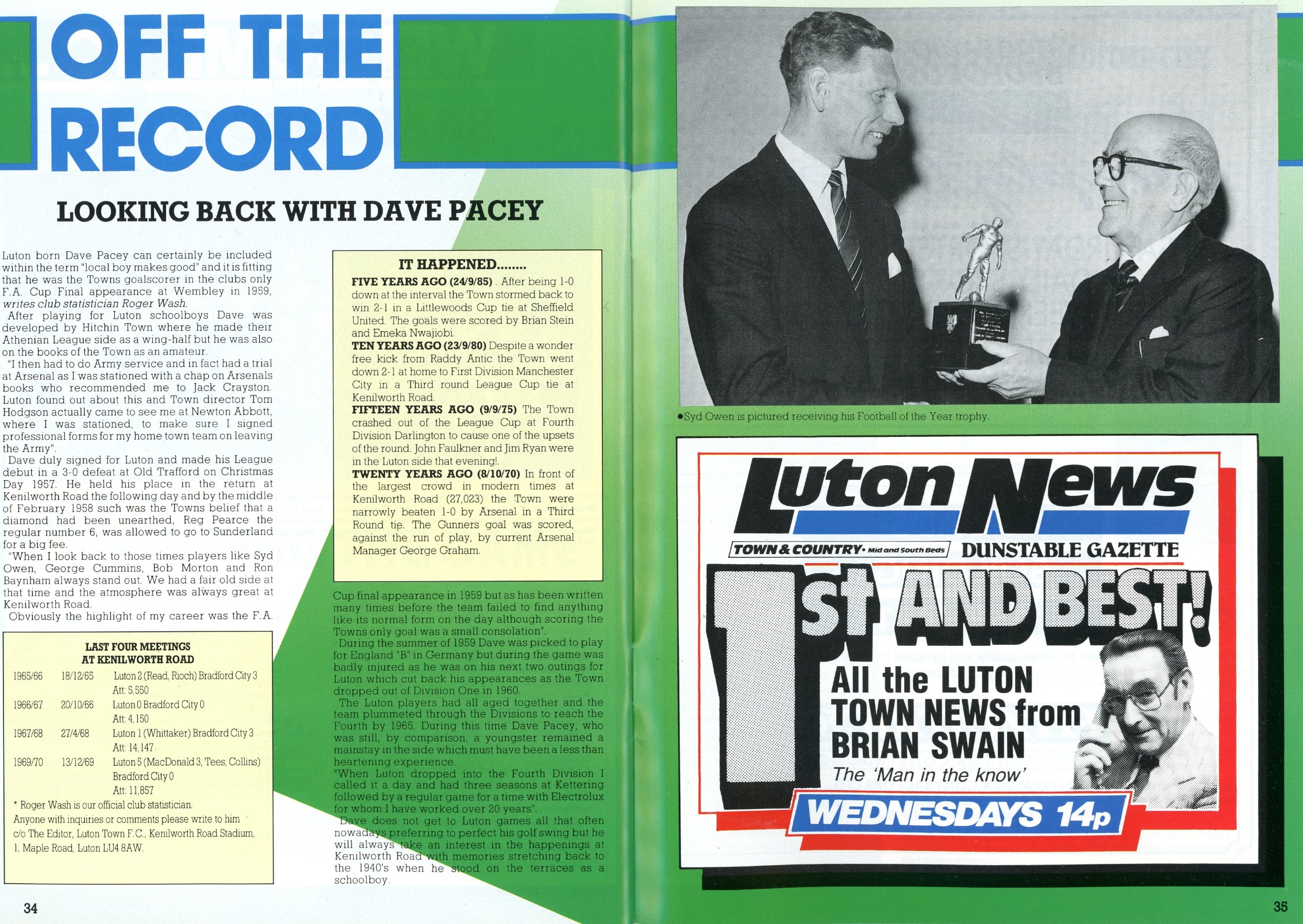 David Pacey | Hatters Heritage | A History of Luton Town FC