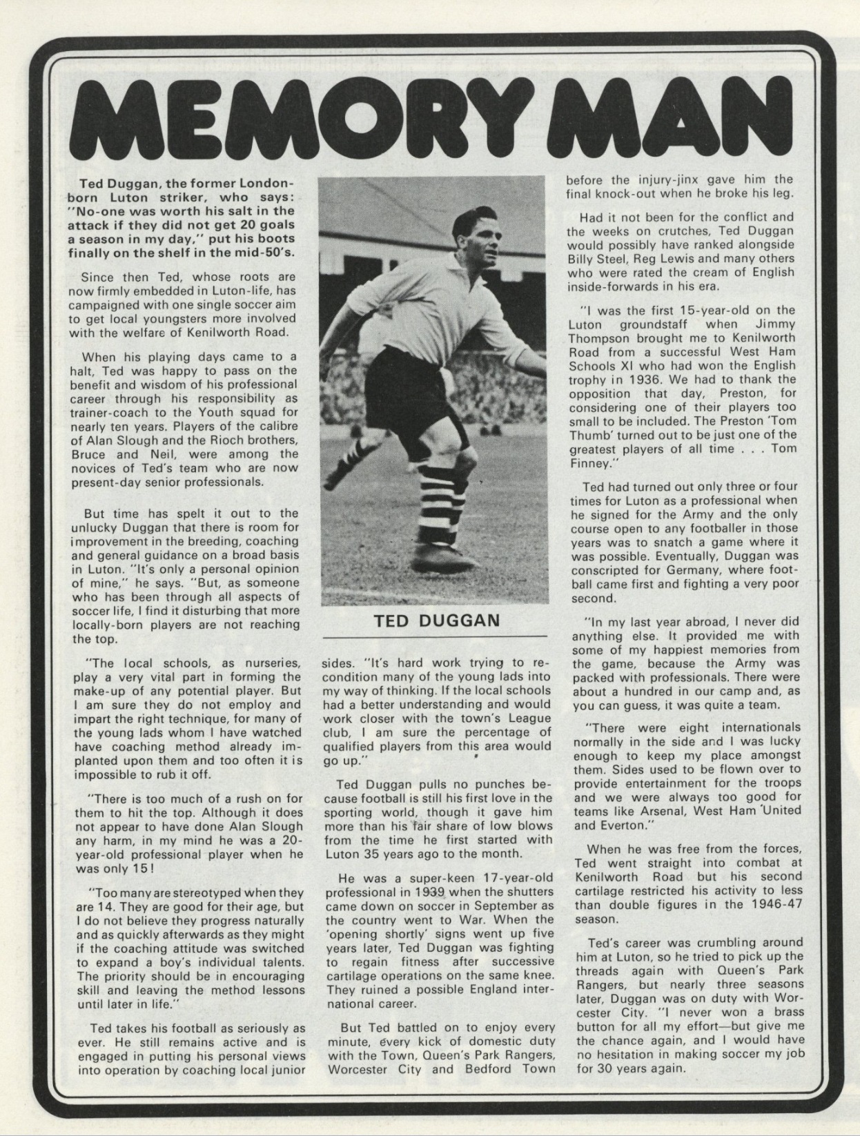 Ted Duggan | Hatters Heritage | A History of Luton Town FC