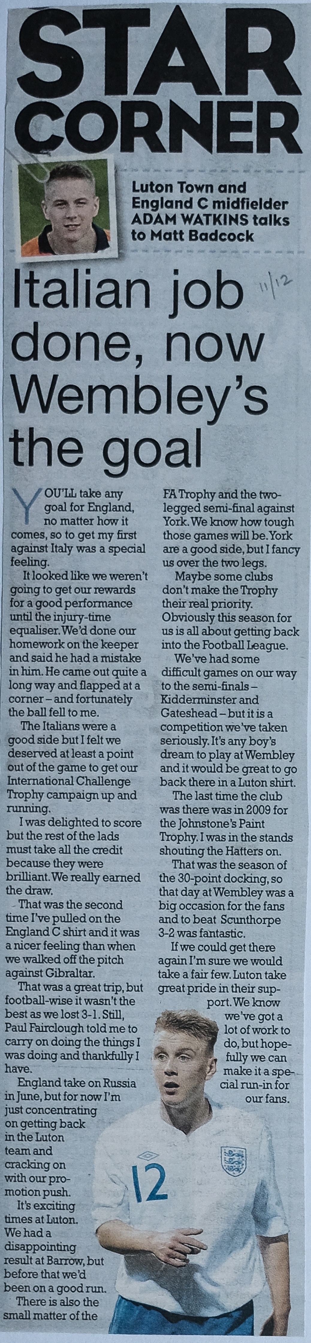 Adam Watkins | Hatters Heritage | A History of Luton Town FC