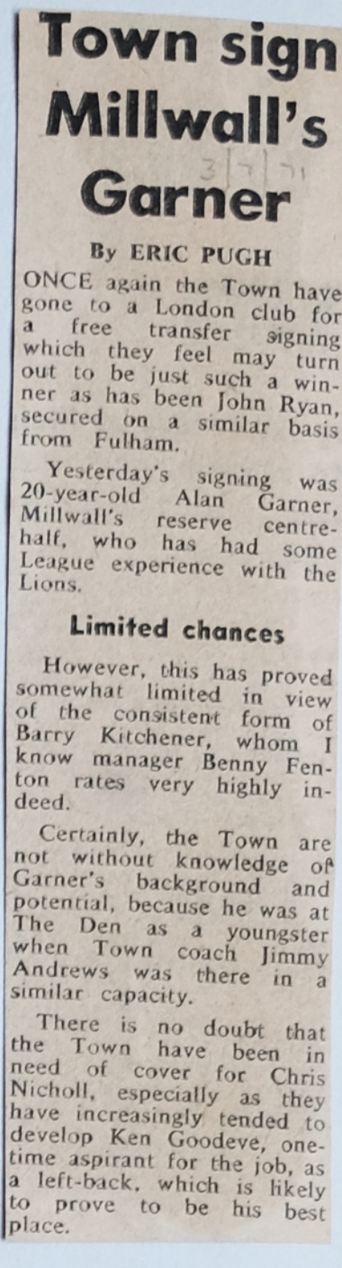 Alan Garner | Hatters Heritage | A History of Luton Town FC