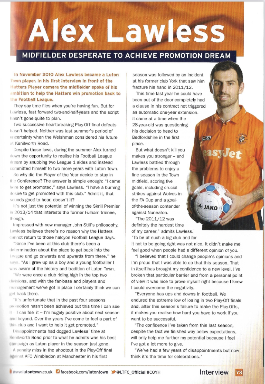 Alex Lawless | Hatters Heritage | A History of Luton Town FC