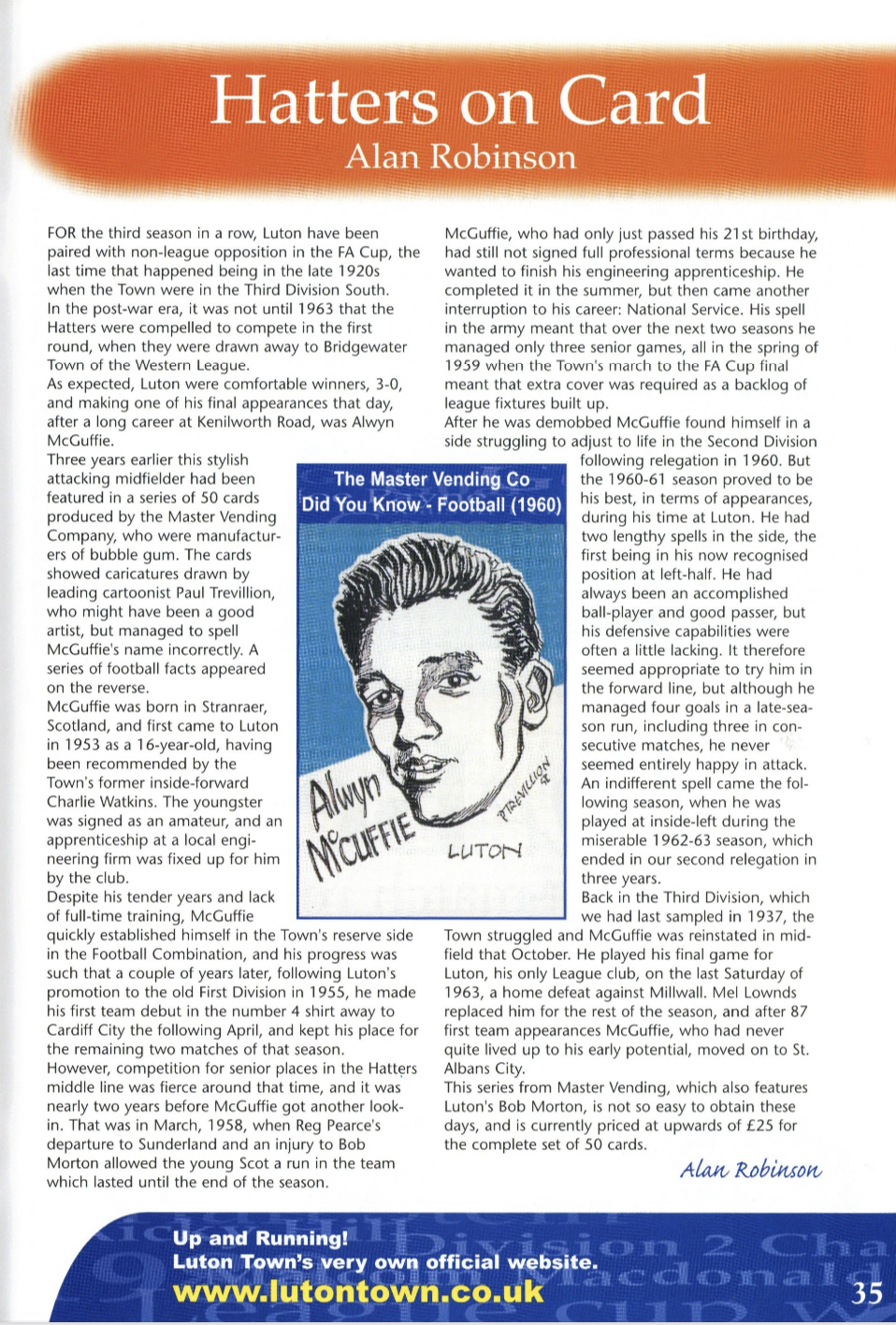 Alwyn McGuffie | Hatters Heritage | A History of Luton Town FC