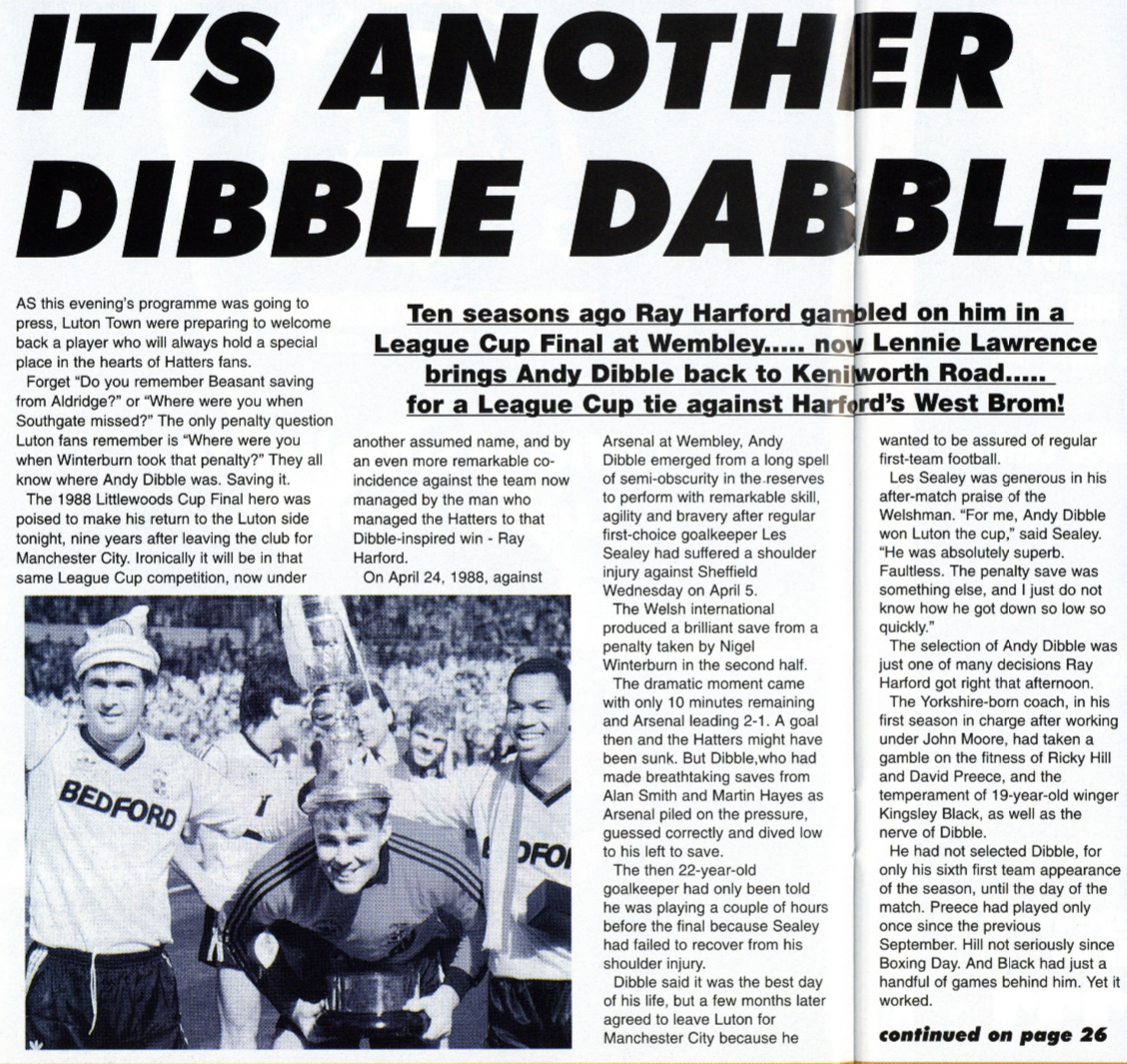 Andy Dibble | Hatters Heritage | A History of Luton Town FC