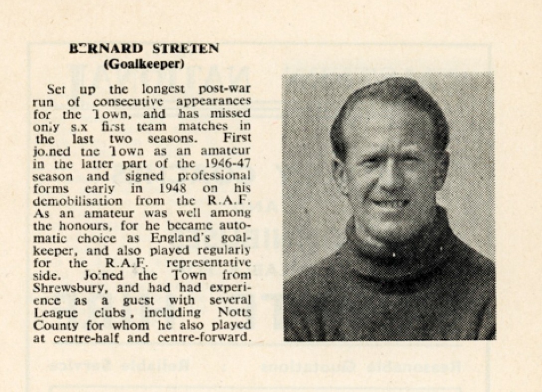 Bernard Streten | Hatters Heritage | A History of Luton Town FC