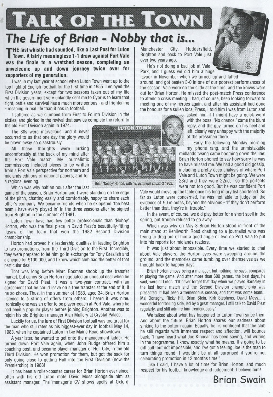Brian Horton | Hatters Heritage | A History of Luton Town FC