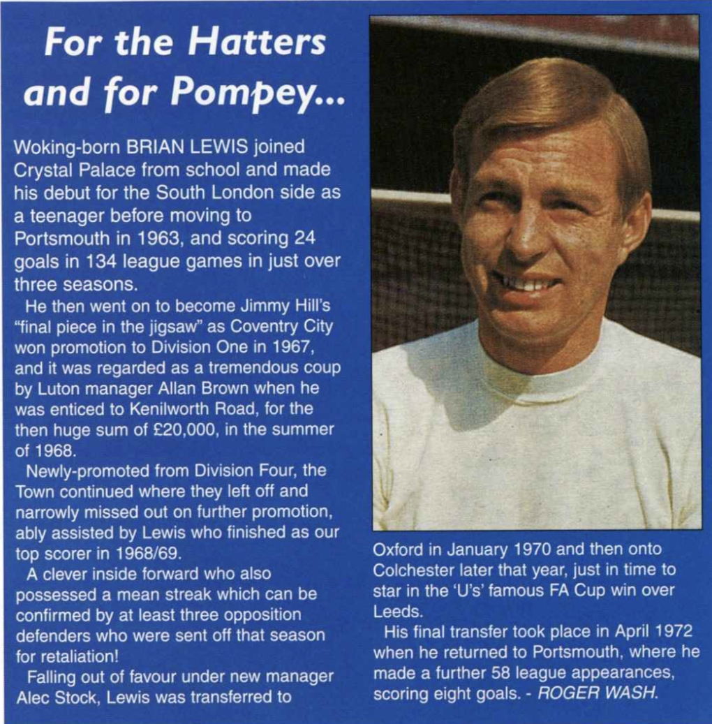 Brian Lewis | Hatters Heritage | A History of Luton Town FC