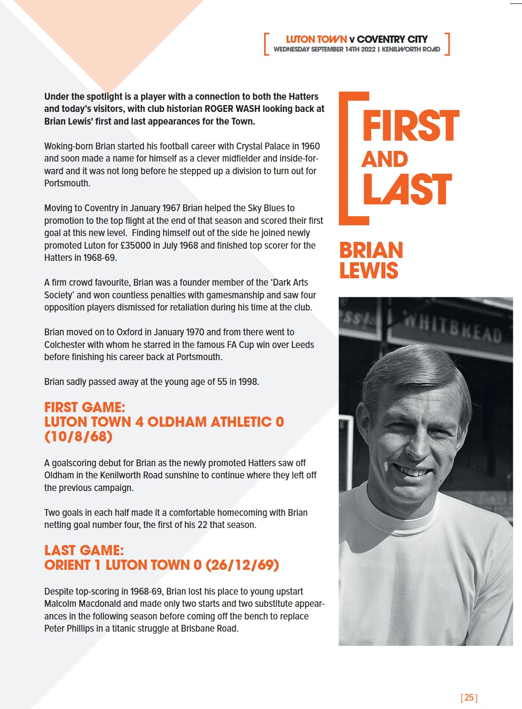 Brian Lewis | Hatters Heritage | A History of Luton Town FC