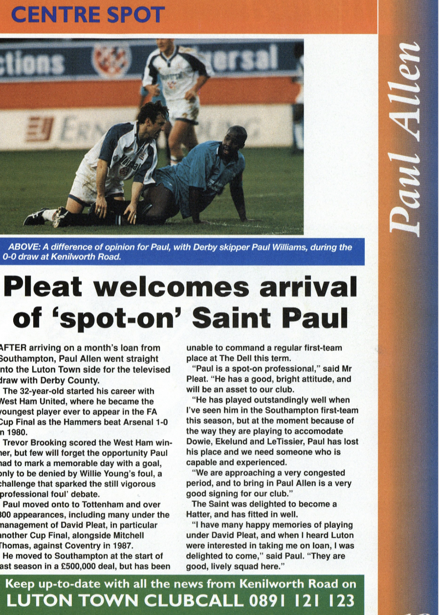 Paul Allen | Hatters Heritage | A History of Luton Town FC