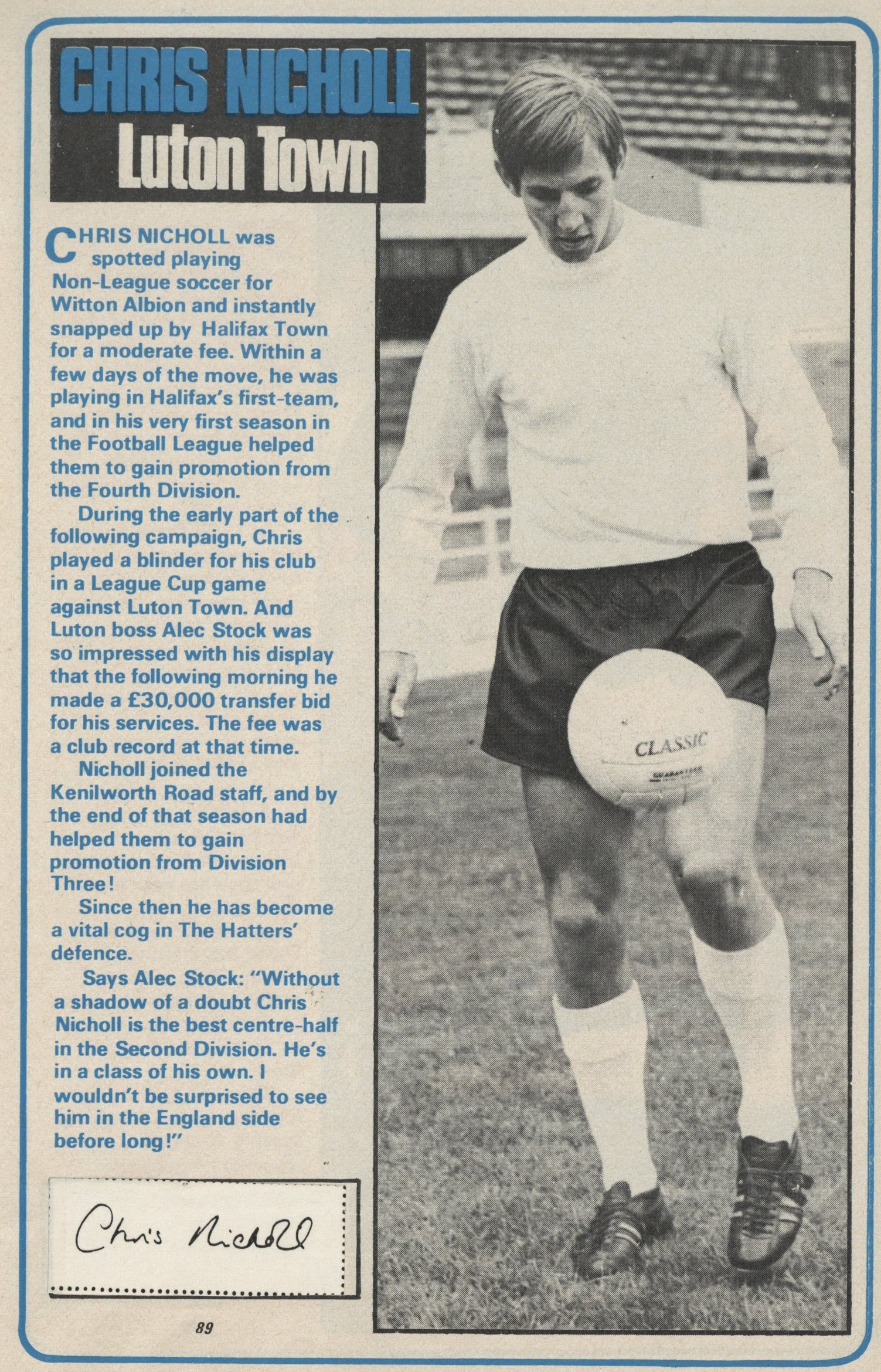 Chris Nicholl | Hatters Heritage | A History of Luton Town FC