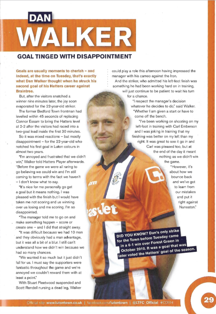 Dan Walker | Hatters Heritage | A History of Luton Town FC