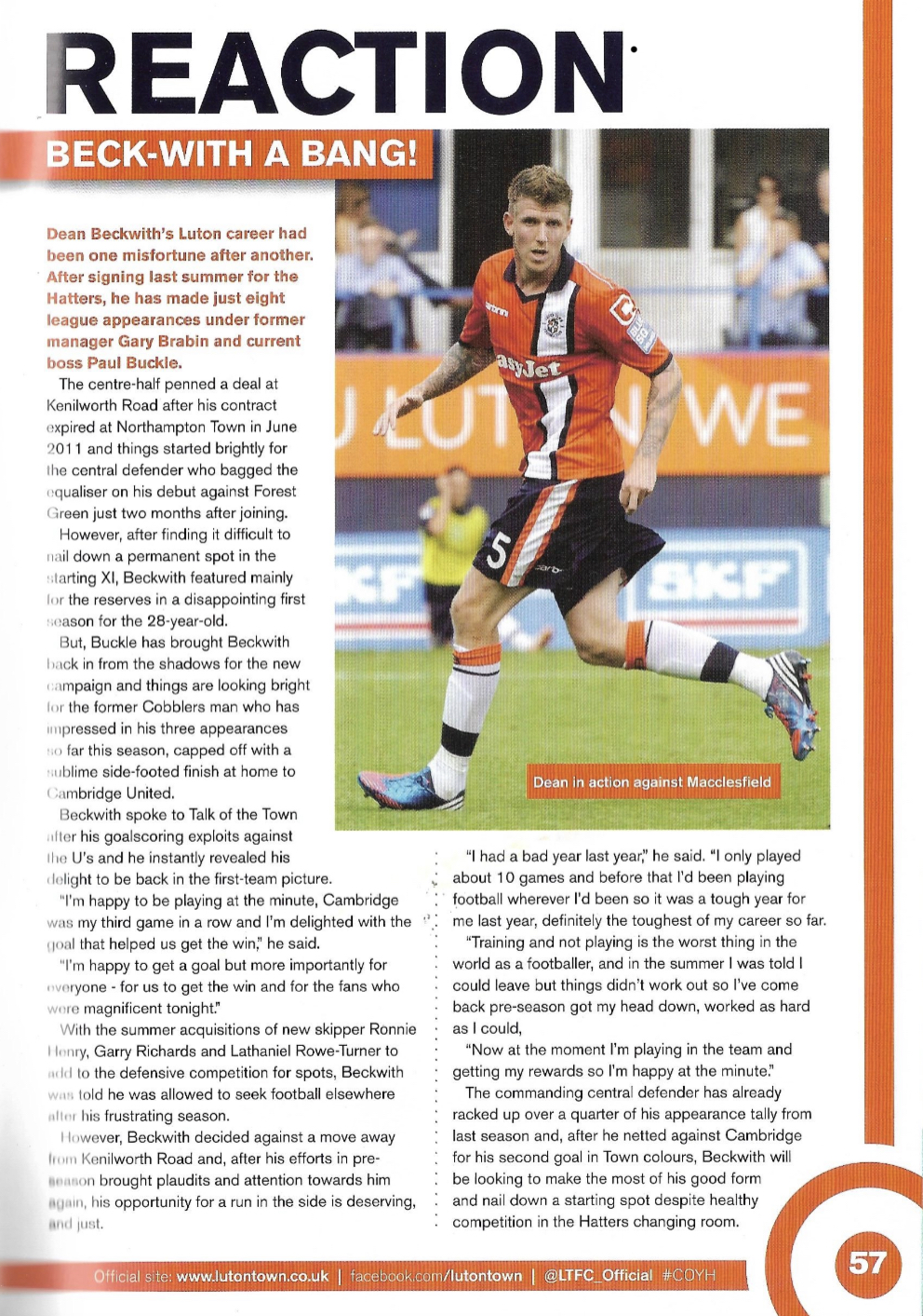 Dean Beckwith | Hatters Heritage | A History of Luton Town FC