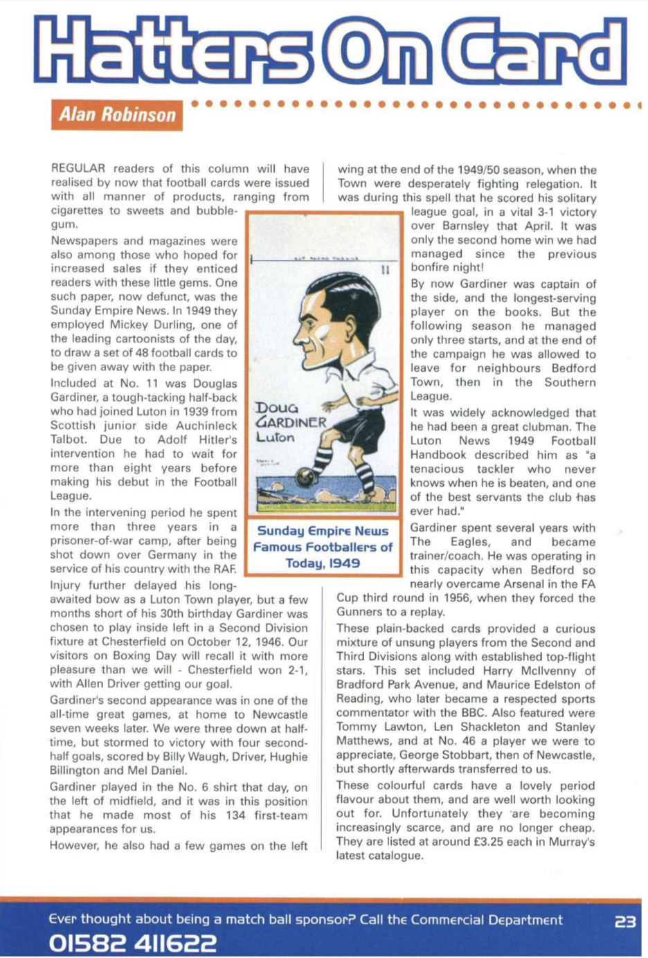 Doug Gardiner | Hatters Heritage | A History of Luton Town FC