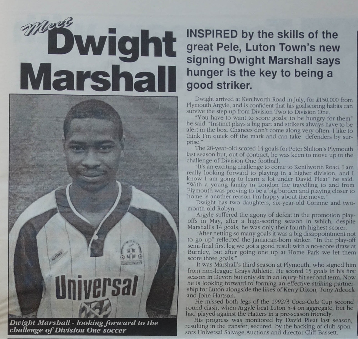 Dwight Marshall | Hatters Heritage | A History of Luton Town FC