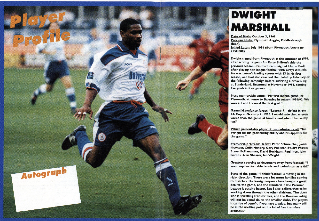 Dwight Marshall | Hatters Heritage | A History of Luton Town FC