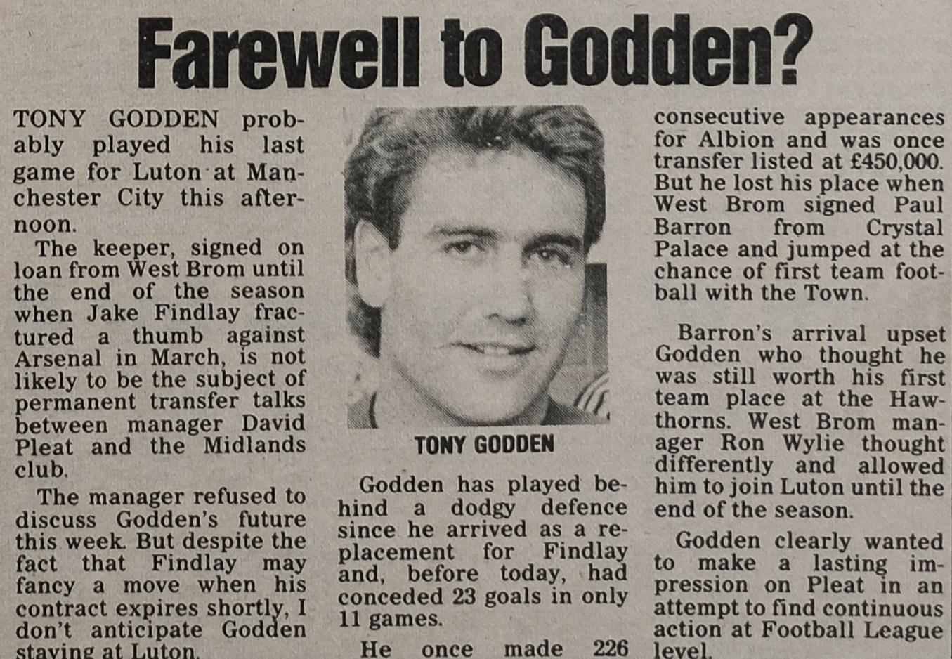 Tony Godden | Hatters Heritage | A History of Luton Town FC