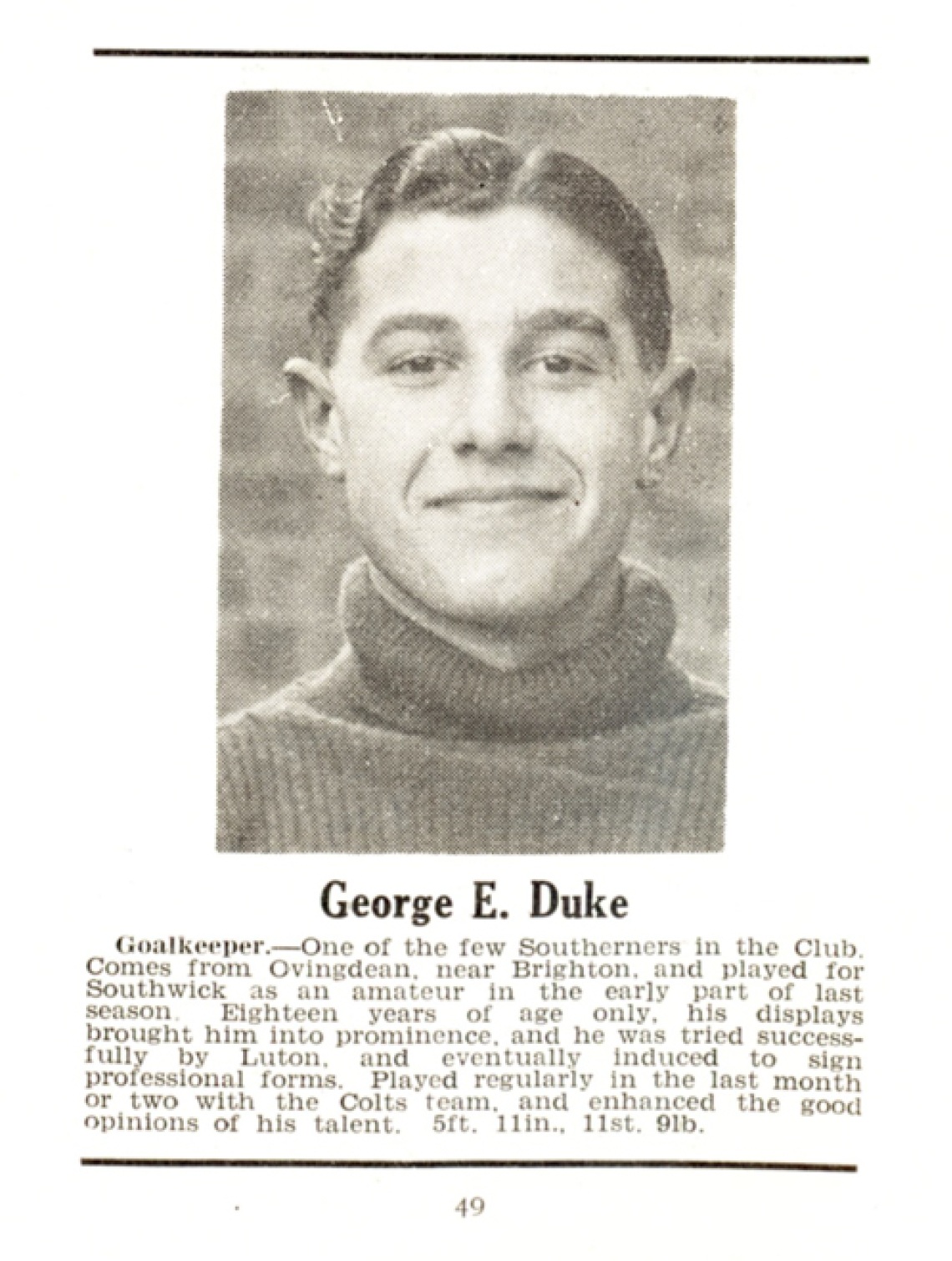 George Duke | Hatters Heritage | A History of Luton Town FC