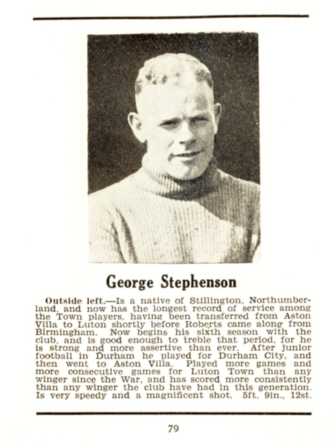 George Stephenson | Hatters Heritage | A History of Luton Town FC